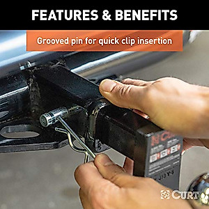 CURT 21403 Trailer Hitch Pin & Clip with Grooved Head, 1/2-Inch Diameter, Fits 1-1/4-Inch Receiver, Clear ZINC