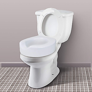 Carex Toilet Seat Riser With Quick-Lock, Raised Toilet Seat Adds 4 Inches of Height to Toilet - Toilet Seat Lifter With 300 Pound Weight Capacity, Slip-Resistant