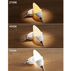 PARTPHONER E12 LED Light Bulbs B11 Candelabra Bulbs 60W Equivalent, Non-Dimmable 6W LED Candle Chandelier Bulb 600 Lumen, 5000K Daylight White, Pack of 6