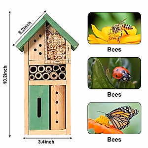 Aooppio Wooden Multi Insect Bee Butterfly House,an Outdoor Hanging Bamboo Habitat for Mason Bee Butterfly Ladybugs Live, Insect Hotel,Bee Box,Butterfly Habitat for Garden