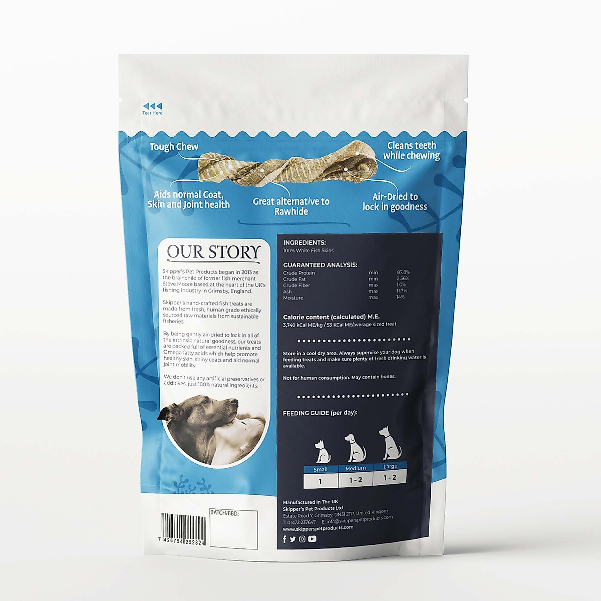 SKIPPER'S Cod Fish Skin Twists Dog Chews - 100% Fish Skin Grain Free Treats for Dogs, High in Protein & Low in Fat, Essential Omega 3 Oils | Great for Teeth (Regular, 9 Oz)