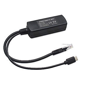 ANVISION 2-Pack 5V Gigabit PoE Splitter, USB Type C, 48V to 5V 2.4A Adaper, IEEE 802.3af Compliant