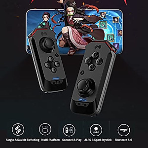 BEITONG H2 Bluetooth Wireless Game Controller, Single and Dual Switchable Phone Gamepad with Button Custom Function Press Gun Intelligently Support EMUI/Magic UI system/Android/iPhone (H2, Black&Red)