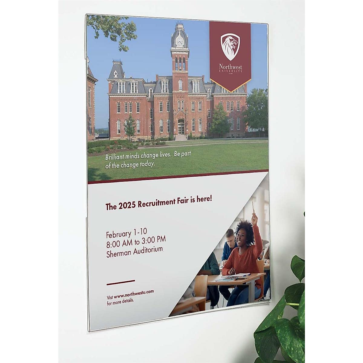 Displays2go 22 x 28 Inch Wall Mount Sign Holder, Mounting Hardware, Clear Acrylic (WMPH2228)