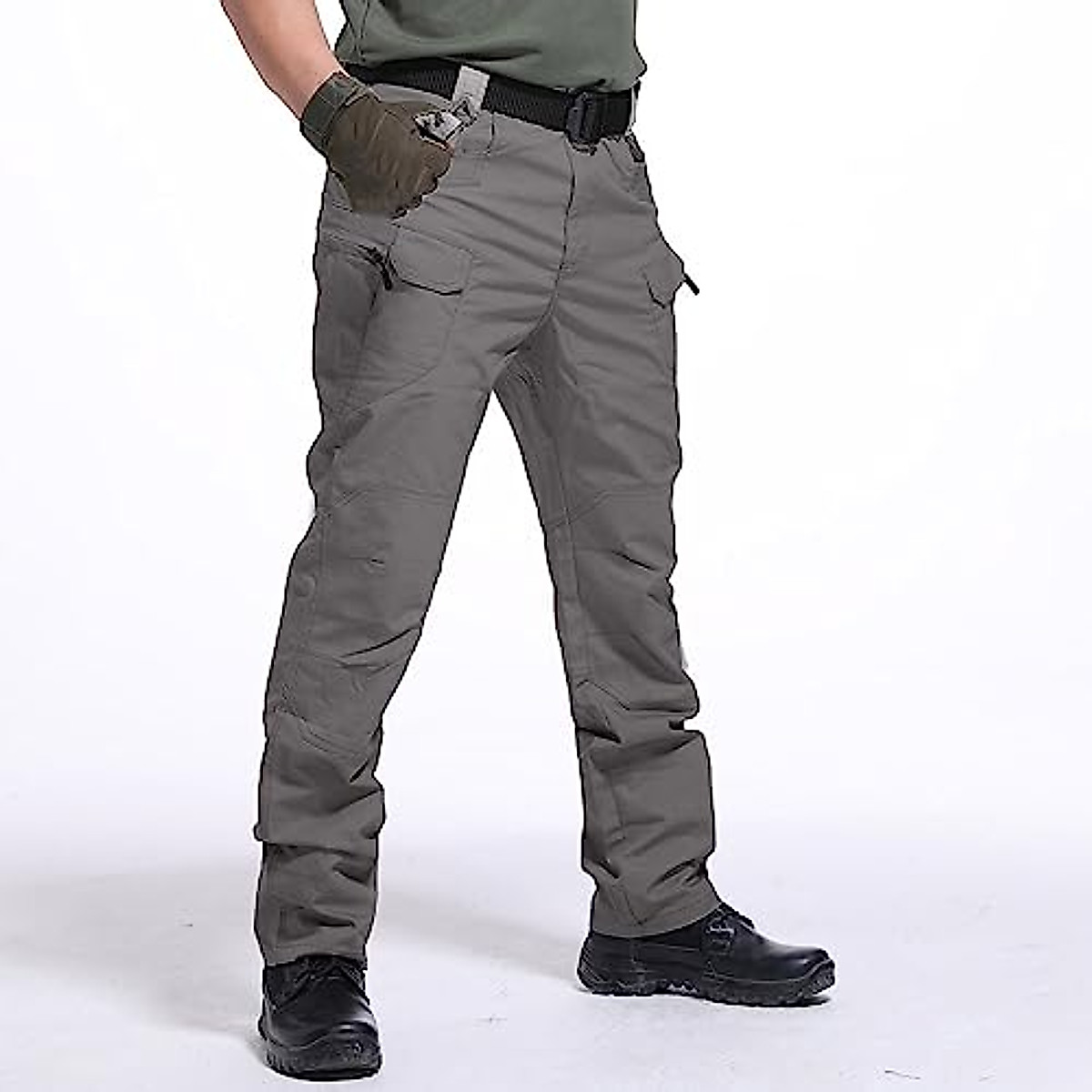 Mens Stretch Waterproof Tactical Pants Water Resistant Ripstop utdoor Military Combat Cargo Pants Hiking Casual Work Trousers Gray