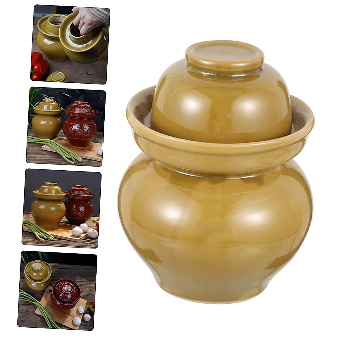 OUSIKA for Container Sealing Chinese Storage Canister Water Vegetables Cansiter with Pickled Egg Jars Sauerkraut Duck Tradition Bottle Crock Capacity Paocai Foods Pickle Jars