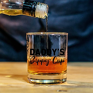 Fathers Day Funny Gifts for New Dad Papa Father,Husband from Daughter Son Kids Wife, First Time Parents Birthday Anniversary Gag Gifts Ideas ,12 oz Cool Bourbon Scotch Daddy's Sippy Cup Whiskey Glass