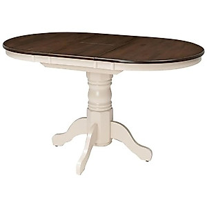 Pemberly Row Extendable Oval Contemporary Wood Dining Table in Dark Brown/Cream