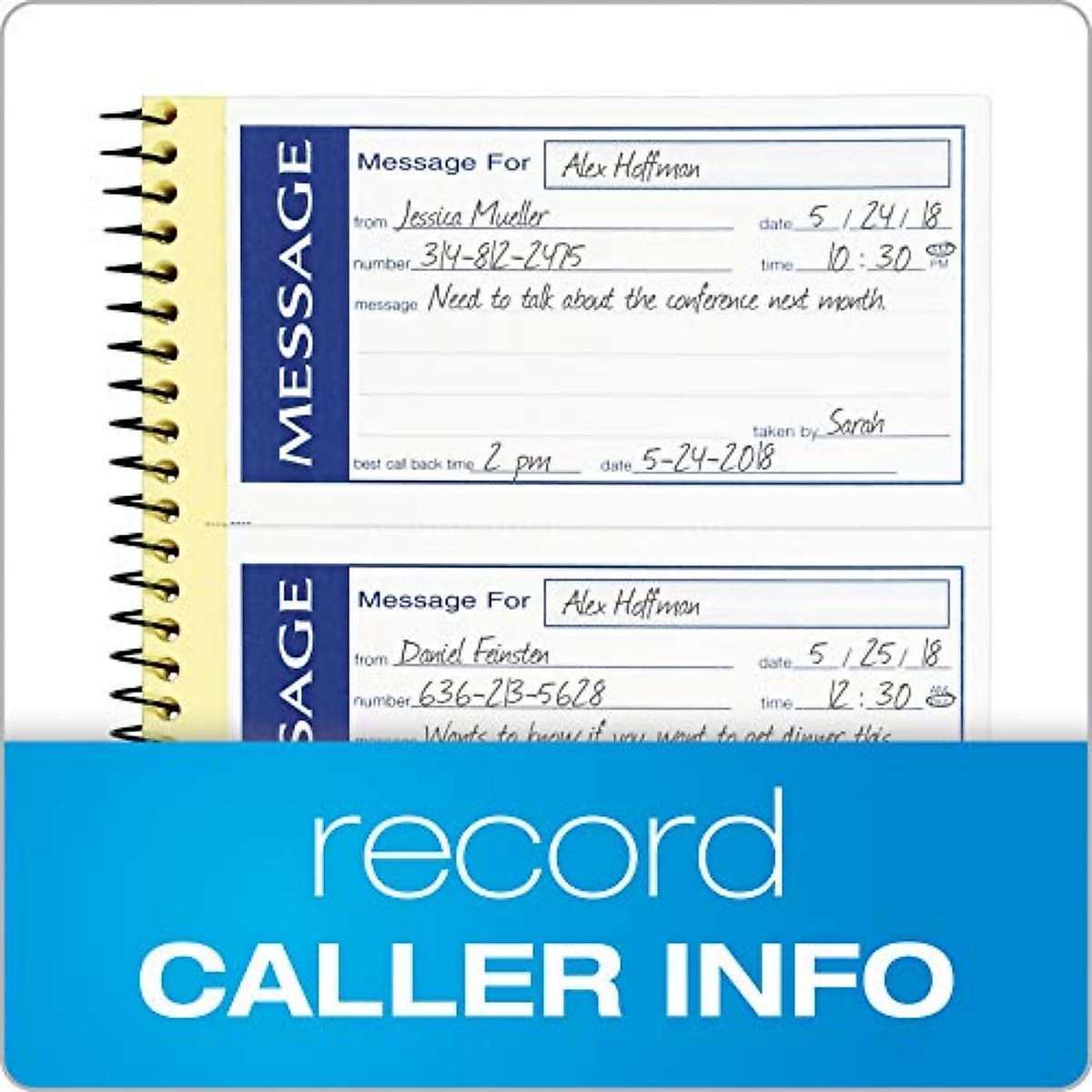 Adams Write 'N Stick Message Pad, 2-Part, Carbonless, Blue, 5-1/4" x 11", 200 Sets per Book (SC1153WS)