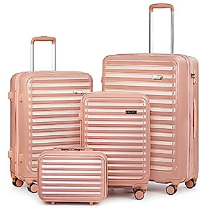 Coolife Luggage Suitcase 4 Piece Set expandable (only 28”) ABS+PC Spinner suitcase with TSA Lock carry on 20in 24in 28in