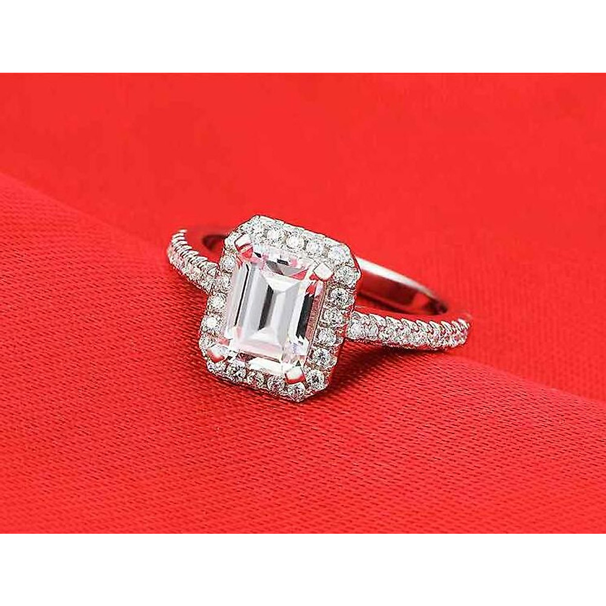 Tenfit Jewelry Women's Ring 18k Gold Plated Square Cubic Zircon Engagement Ring 118,Size:7