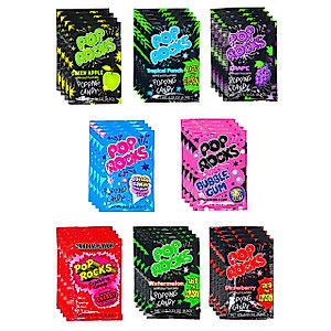 Pop Rocks Candy Variety Mix - 32 Pack of 8 Flavors - Retro Crackling Rock Candy - Bulk Pack Includes Tropical Punch, Bubble Gum, Cherry, and Much More