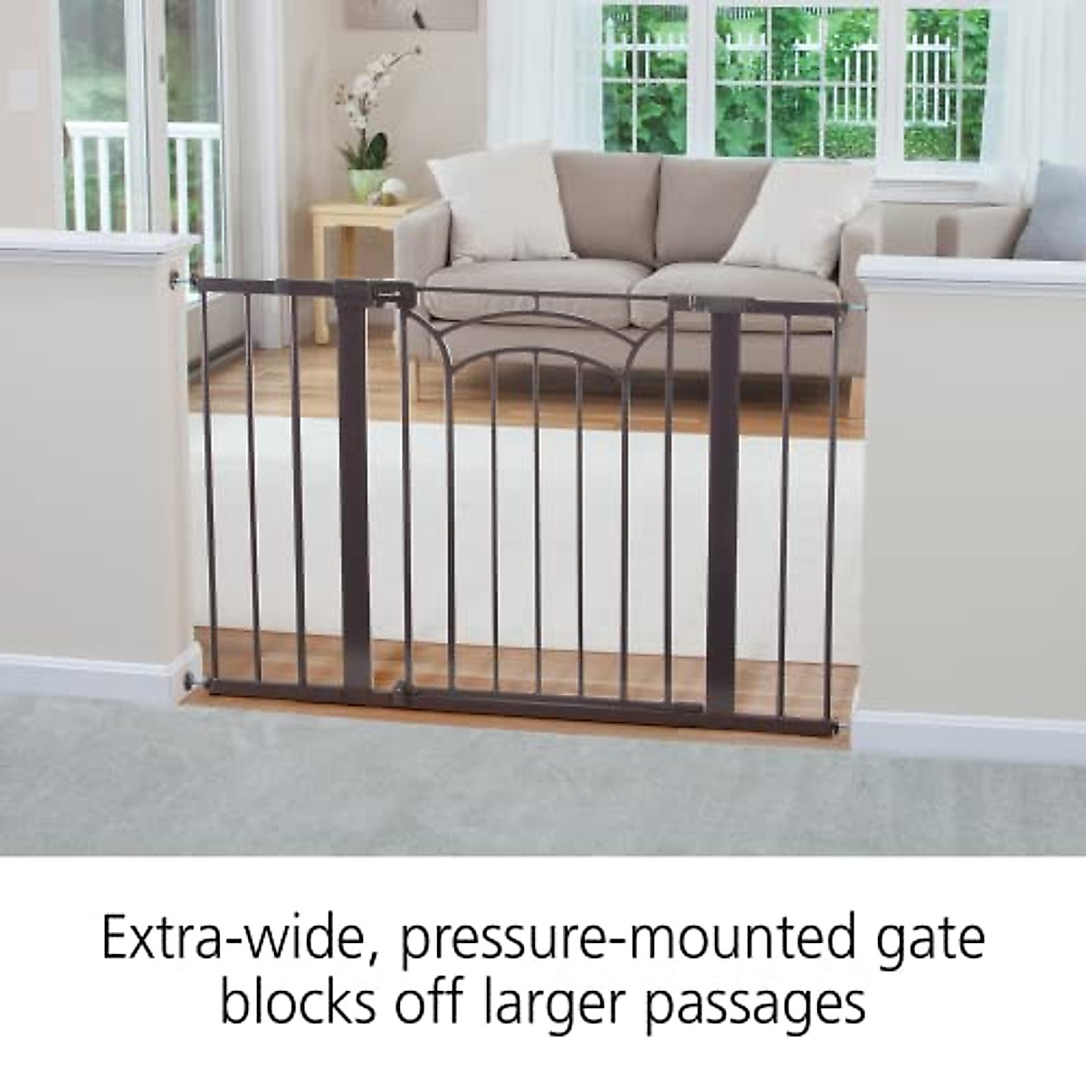 Safety 1St Décor Easy Install Tall & Wide Baby And Pet Gate With Pressure Mount Fastening