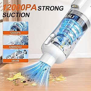 Handheld Car Vacuum Cleaner Cordless, 12000PA Strong Suction Handheld Vacuum Cleaner, Portable Mini Car Hand Held Vacuum Cleaner Rechargeable for Home