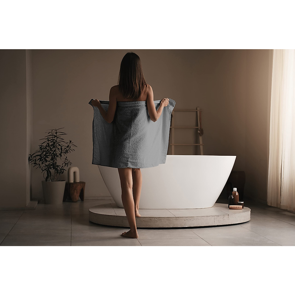 Wealuxe Charcoal Bath Towels Set of 4, Cotton Body Towel for Hotel, Gym, Spa, Soft Extra Absorbent Quick Dry Towels for Bathroom 27x52 Inch