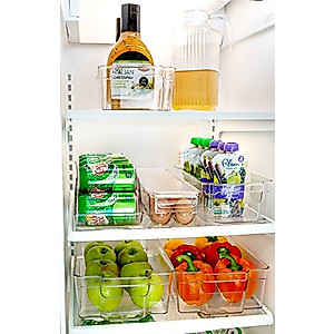 Home Basics Clear Acrylic Food Storage Container Bin for Fridge Freezer or Pantry, Stackable with Handles. Organize Fruit, Vegetables, Yogurt, Snacks, Pasta, Extra Large, 8” x 14"