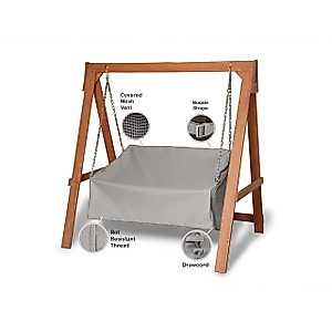 Covermates Outdoor Swing Cover - Heavy-Duty Polyester, Weather Resistant, Drawcord Hem, Seating and Chair Covers, 63W x 26D x 26H, Ripstop Grey