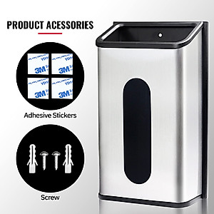 COMICO Wall Mount Grocery Bag Holder,Bag Dispenser or Bag Saver,Easy-Access Opening, Fingerprint-Proof, Easy to Install,Stainless steel(Silver)