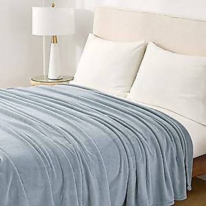 berkshire Eco Coral Fleece Throw Blanket,Coral Velvet Throw Blanket,All Season Fleecy Plush SeraSoft Throw Blanket,300GSM Lightweight Throw Blanket for Bed (Polar Blue,90x90 inches)