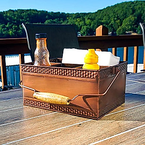 Set of 2 Copper Flatware Organize for Kitchen, Farmhouse Utensil Caddy, Durable Copper Metal Condiment Holder, Bar Accessories, For Restaurants and Homes, Napkin Holder