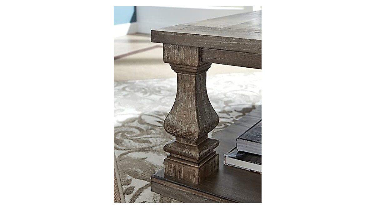 Johnelle Farmhouse Coffee Table - Weathered Gray Finish