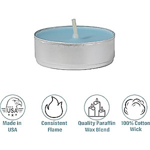 CandleNScent Colored Tea Light Candles | Unscented | Light Blue | Made in USA (Pack of 30)