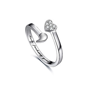 AXELUNA 925 Sterling Silver Ring Keep Going Semicolon Ring Inspirational Gifts for Women (10)