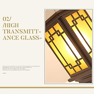 Mrdsre Retro Pillar Lamp Chinese Outdoor Waterproof Courtyard Patio Gate Post Light Creative Wall Home Landscape Garden Outdoor Villa Stigma Lamp Orange Frosted Glass Lampshade