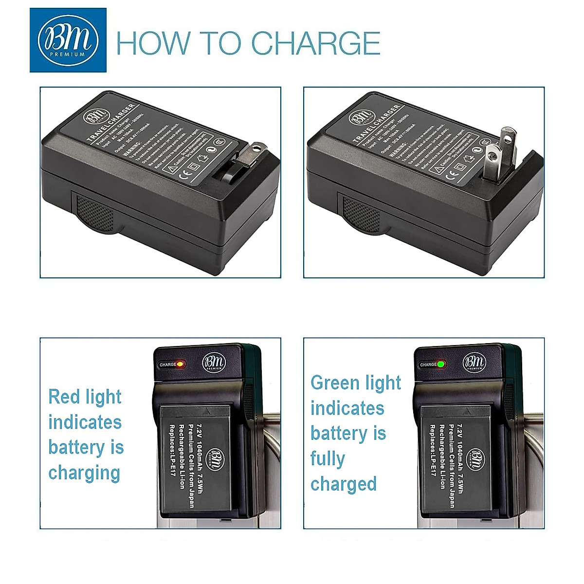 BM Premium LP-E17 Battery and Charger for Canon Rebel EOS R8, EOS R10, EOS R50, EOS R100, EOS RP, EOS M3, EOS M5, EOS M6, EOS M6 II, SL2, SL3, T6i, T6s, T7i, T8i, EOS 750D, EOS 760D, EOS 8000D