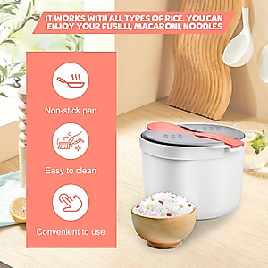 Qivine Microwave Rice Cooker, 2L Microwave Pasta Cooker 2 Layer Microwave Vegetable Steamer with Strainer Non-Stick Rice Cooker for Microwave Dishwasher Safe