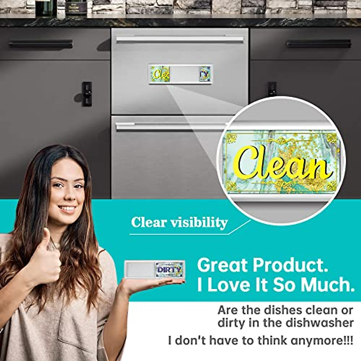 Sukh Dirty Clean Dishwasher Magnet,Dishwasher-Magnet Clean Dirty Sign Magnet for Dishwasher Dish Bin That Says Clean or Dirty Dish Washer Refrigerator for Kitchen Organization and Storage Necessities