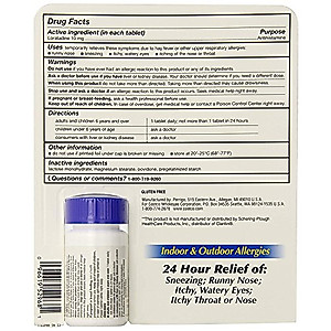 Kirkland Signature Non Drowsy Allerclear Loratadine Tablets, Antihistamine, 10mg, 365-Count - Pack of 2