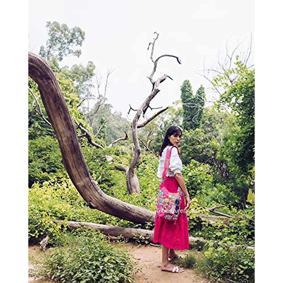 Tribe Azure Pink Large Floral Hobo Sling Shoulder Bag Cross Body Market Travel Fashion School Roomy