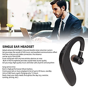 Bluetooth Headset,Bluetooth 5.2 Headset Waterproof Ultralight Hands Single Ear Business Earphone for Sport D