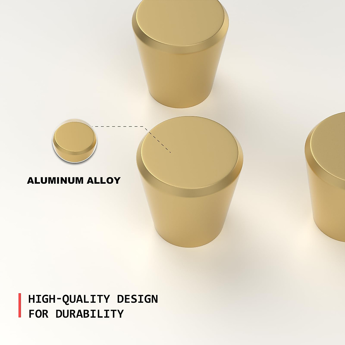 homdiy 5 Pack Brushed Brass Cabinet Knobs Gold Dresser Drawer Round Knobs for Kitchen Cabinet Hardware