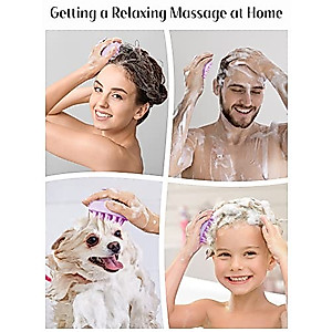 HEETA Scalp Massager Hair Growth, Soft Silicone Bristles to Remove Dandruff and Relieve Itching, Scalp Scrubber for Hair Care Relax Scalp, Shampoo Brush for Wet Dry Hair, Upgraded Material, Purple