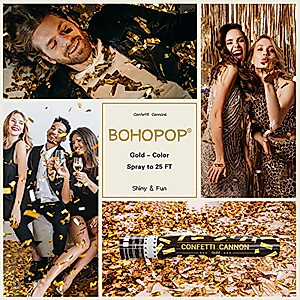 Party Poppers Confetti Shooters BOHOPOP Confetti Cannons 5 Packs (Gold) Confetti Popper Air Powered for Birthday, Wedding,Graduation, New Years Eve, Photos or Any Other Celebration With Party Poppers…