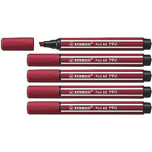 STABILO Premium Fibre-Tip Pen with Chisel Tip Pen 68 MAX - Pack of 5 - Purple