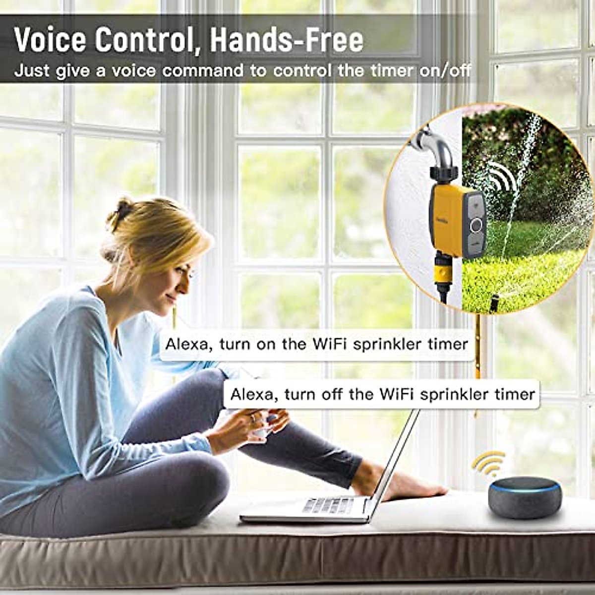 RAINPOINT Sprinkler Timer WiFi Water Timer, Smart Garden Hose Faucet Timer, WiFi Lawn Sprinkler Controller Irrigation System Valve, APP & Voice Control, Automatic Rain Delay (2nd Gen, 2022 Release)