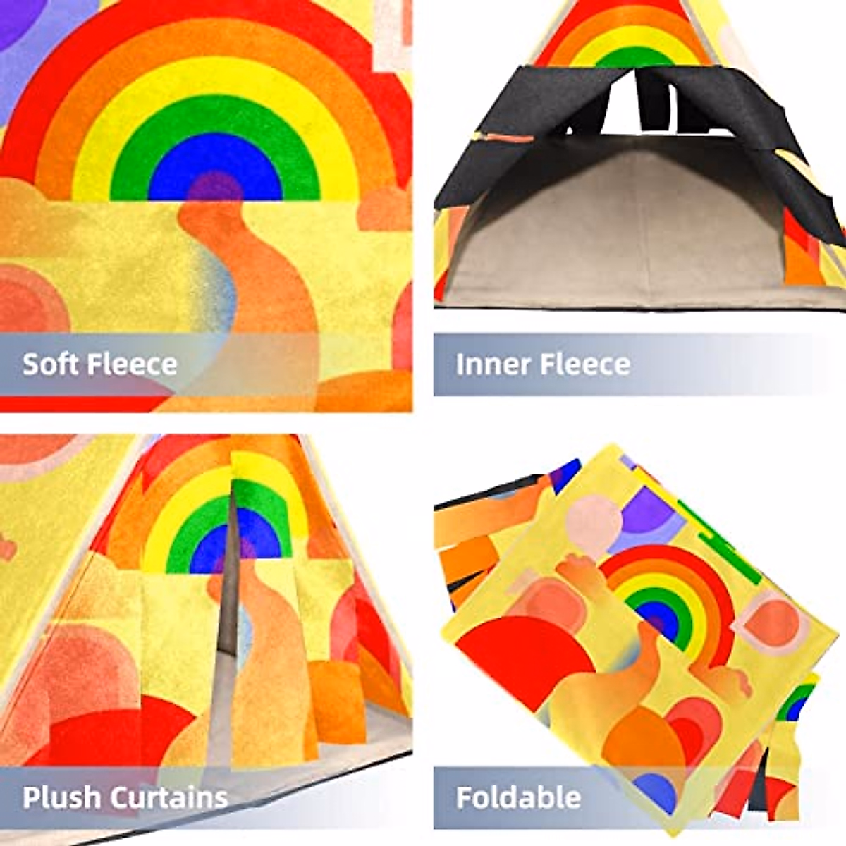 Y-DSIWX Guinea Pig Hideout Cozy Hamster House Cave for Bunny Chinchilla Hedgehog Small Animal Rainbow