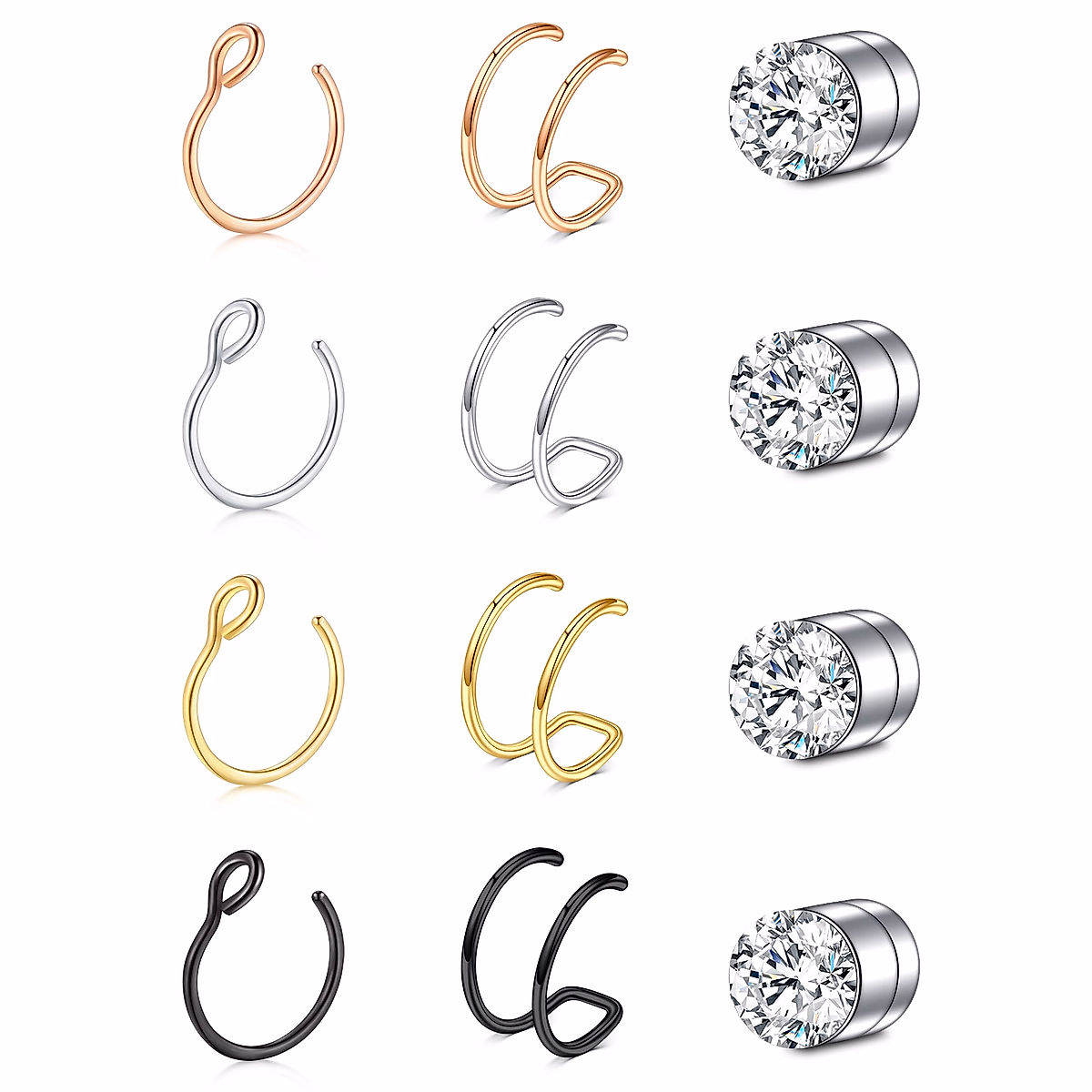 Longita Fake Nose Ring Magnetic Nose Ring Fake Nose Rings Hoop Fake Lip Ring Fake Noes Ring Stud Fake Nose Stud Magnetc Nose Stud Fake Nose Piercing Magnetic Nose Piercing