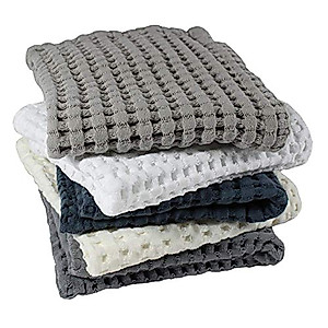 GILDEN TREE Waffle Towel Quick Dry Thin Exfoliating Washcloths for Face Body, Modern Style (White)