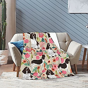English Springer Spaniel Throw Blanket Luxury Throw Blanket Ultra-Soft Micro Fleece Blanket Perfect for Fall Winter and Spring