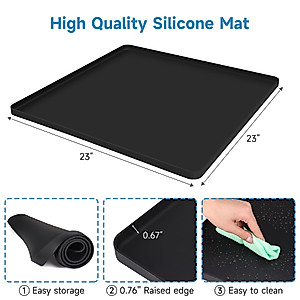 Mini Fridge Silicone Mat with Raised Edges, 24''x24''x0.5'', Prevent Water Leakage and Floor Damage from Elecrical Equipment such as Washing Machines, Dryer, Mini Fridge, Wine Cabinet.