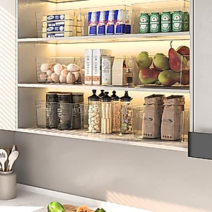 6 Pack Large Clear Storage Organizer Bins, Plastic Storage Bins Pantry Organizer Bins wit Handle, BPA Free Storage Containers for Kitchen, Refrigerator, Freezer, Countertops, Cabinet,Closet,Bathroom