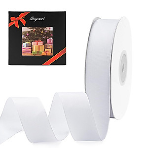 LIUYAXI 1" X 50 Yards Solid White Grosgrain Ribbon, Perfect for Crafts, Wedding Decor, DIY Hair Accessories, Sewing, Gift Package Wrapping and More