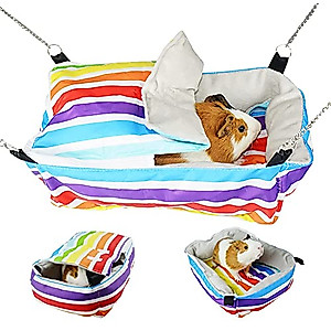HOMEYA Guinea Pig Hideout, Small Animal Hammock House Cuddle Hanging Sleeping Bed Toys Winter Warm Cage Accessories for Sugar Glider,Chinchilla,Hamster,Rat,Bunny,Squirrel,Gerbil Birthday Gift