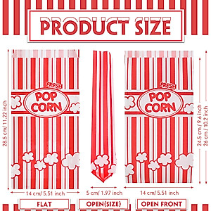 300 Pcs Popcorn Bags Paper Grease Resistant Popcorn Bags Disposable Red and White Striped Popcorn Container for Family Movie Night Movie Party Carnival Theater Popcorn Machine (1 oz)
