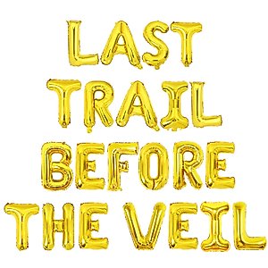 kreat4joy Last Trail Before the Veil Bachelorette Decorations, Mountain Hiking Bachelorette Party Decorations Foil Balloons for Women Wedding Bridal Shower Engagement Party