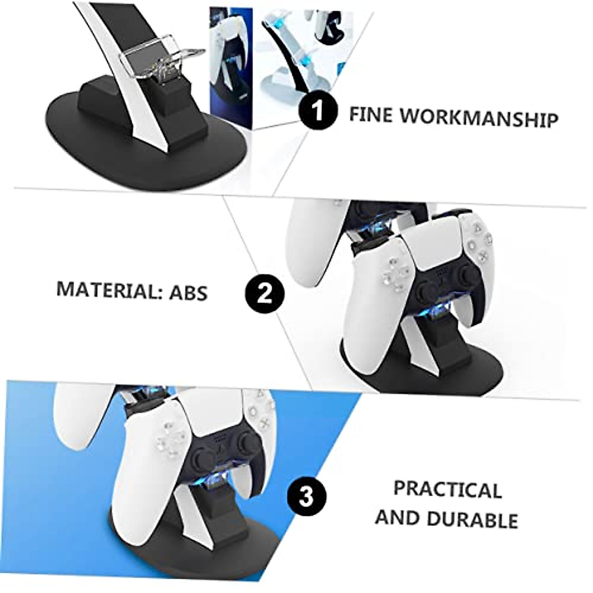 SOLUSTRE Controller Compatible for Display Compatible for ps Rack Station Dock Dual-Charging Black Charger Storage Desktop Dual Game Stand Conter Gamepad Compatible with ps Base Slot